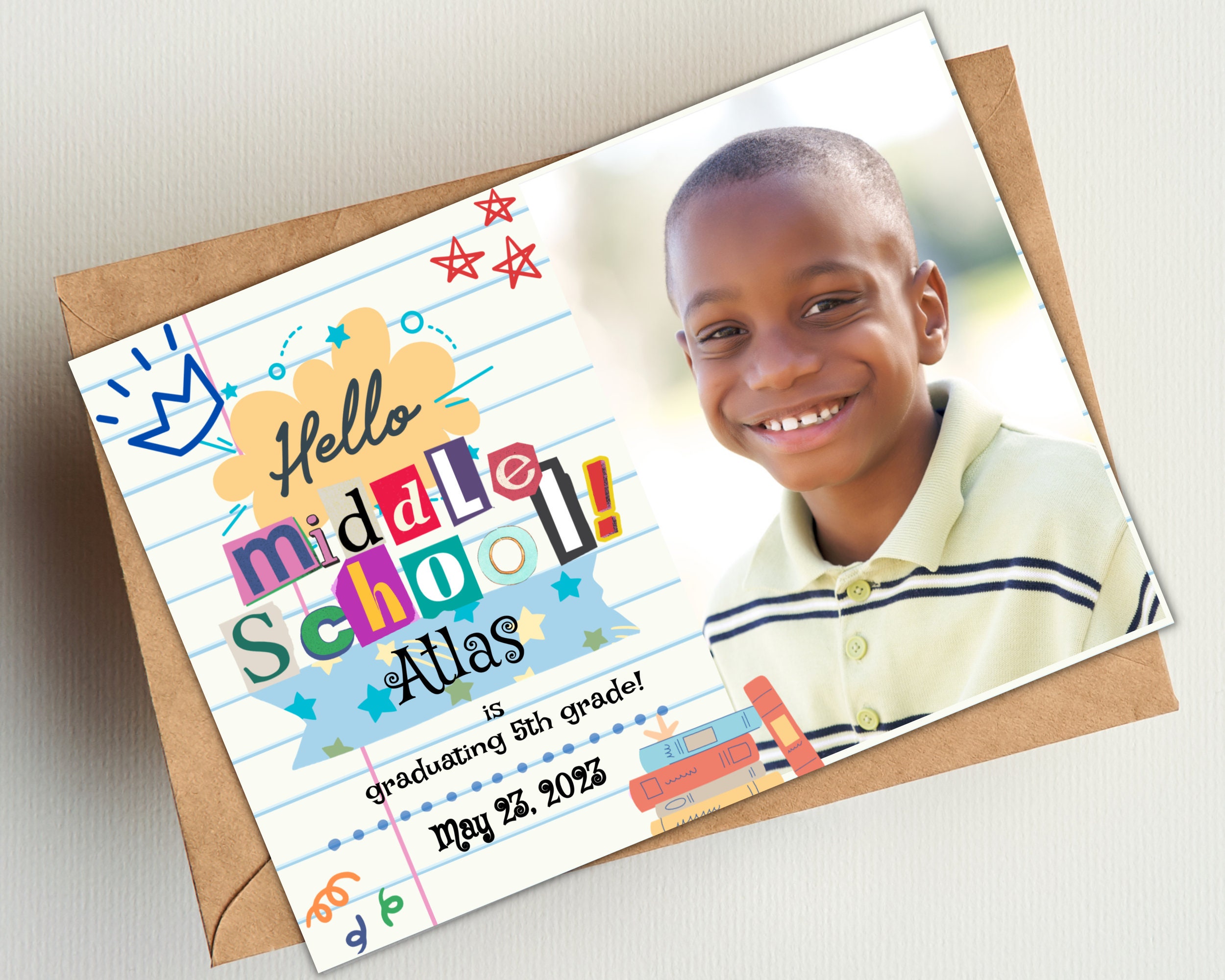 Elementary Graduation Invite, 5th Grade Graduation Announcement ...