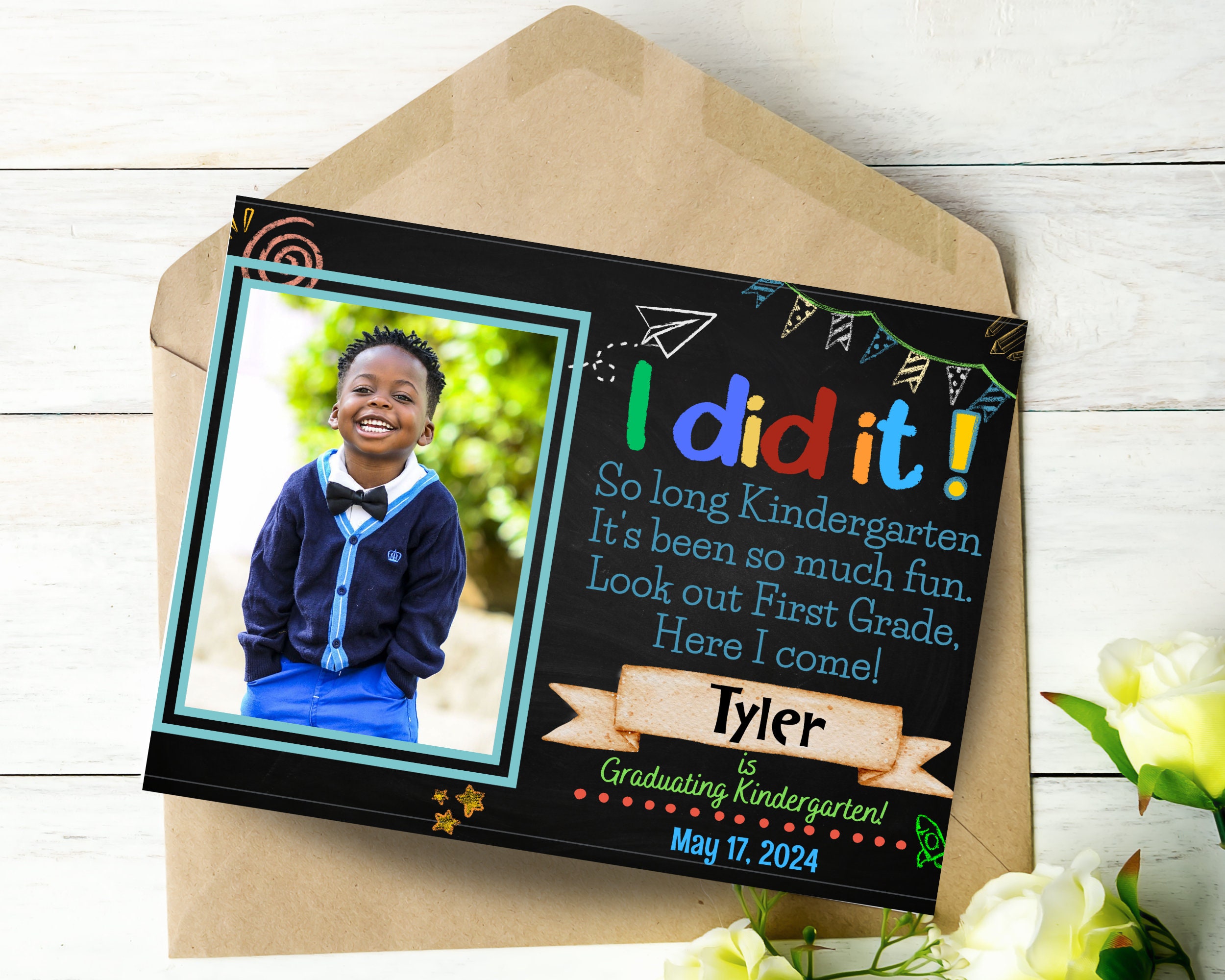 Kindergarten Graduation Invite, Kinder Graduation Announcement Template ...