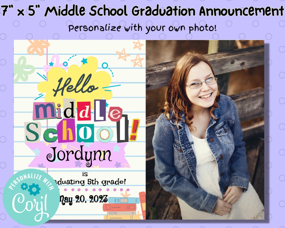 Elementary Graduation Invite, 5th Grade Graduation Announcement ...