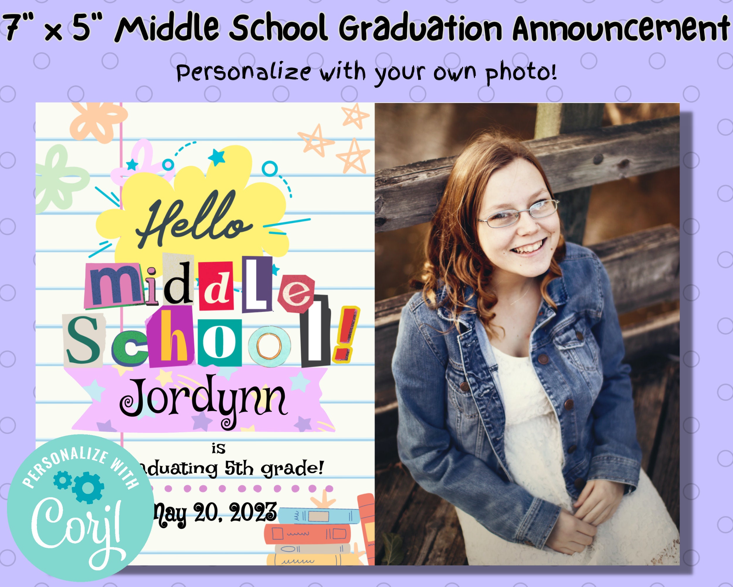 Elementary Graduation Invite, 5th Grade Graduation Announcement ...
