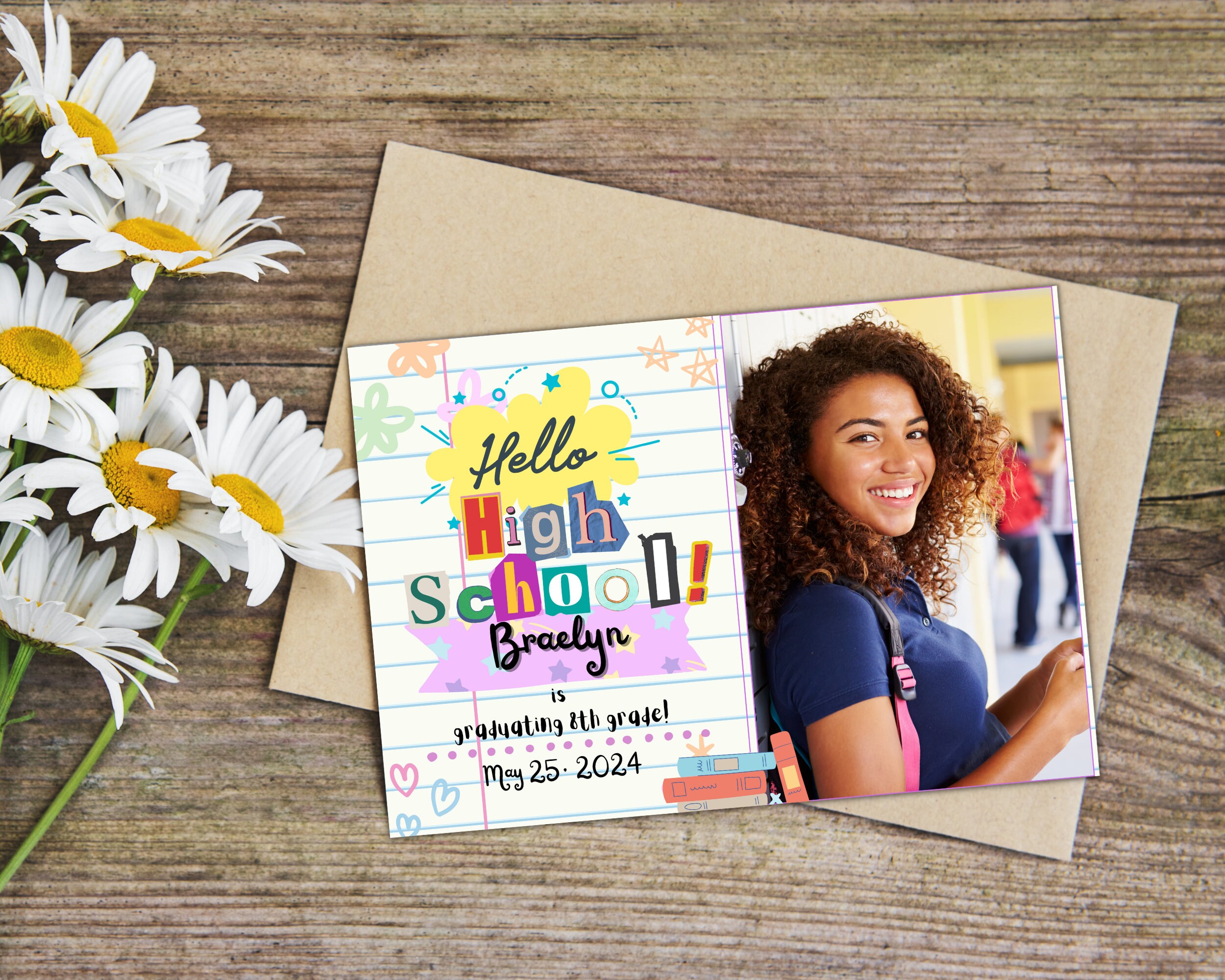 Middle School Graduation Invite, 8th Grade Graduation Announcement ...