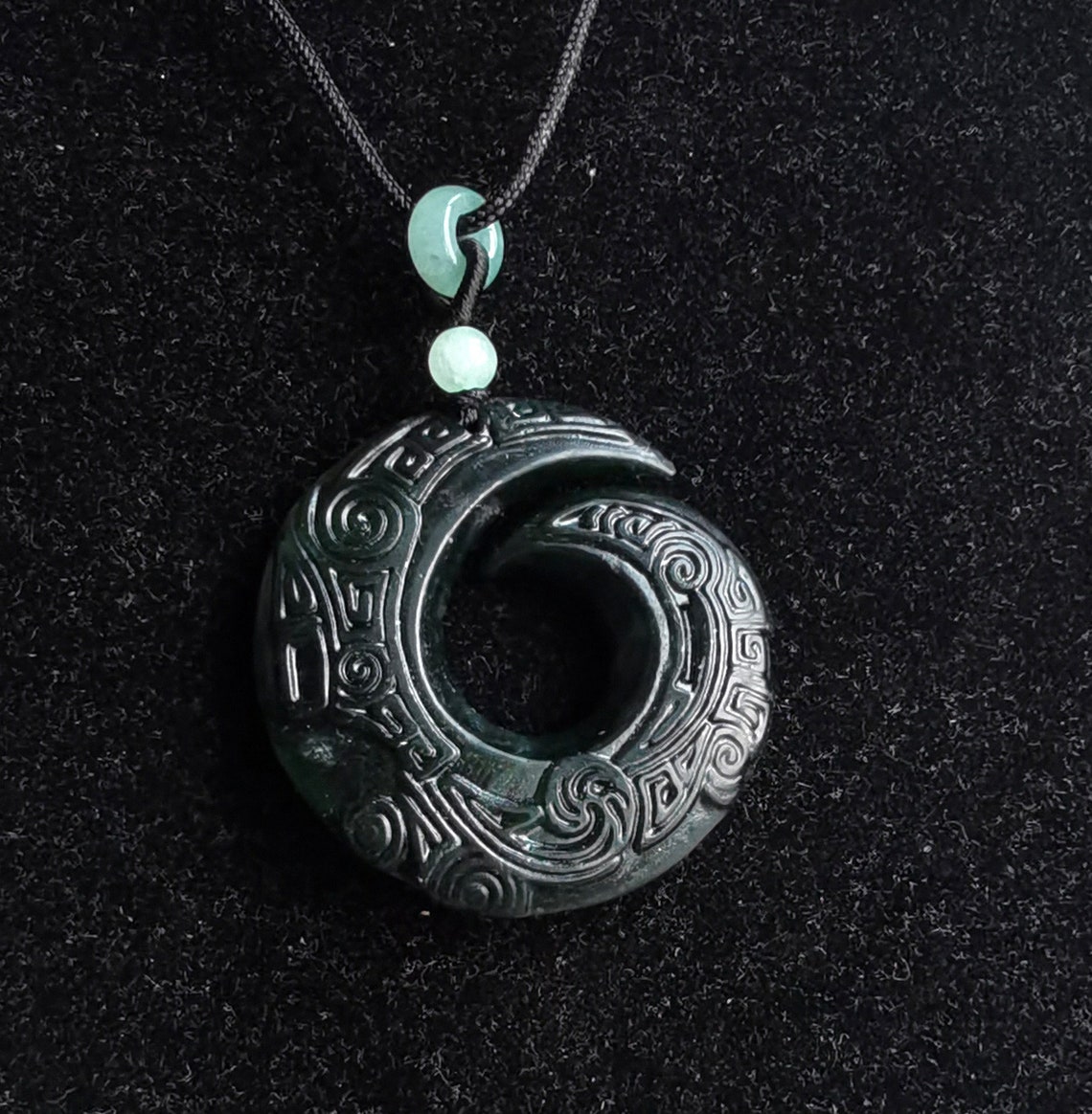Dragon Jade Hook Amulet Pendantcarved Natural Black Green AAA - Etsy