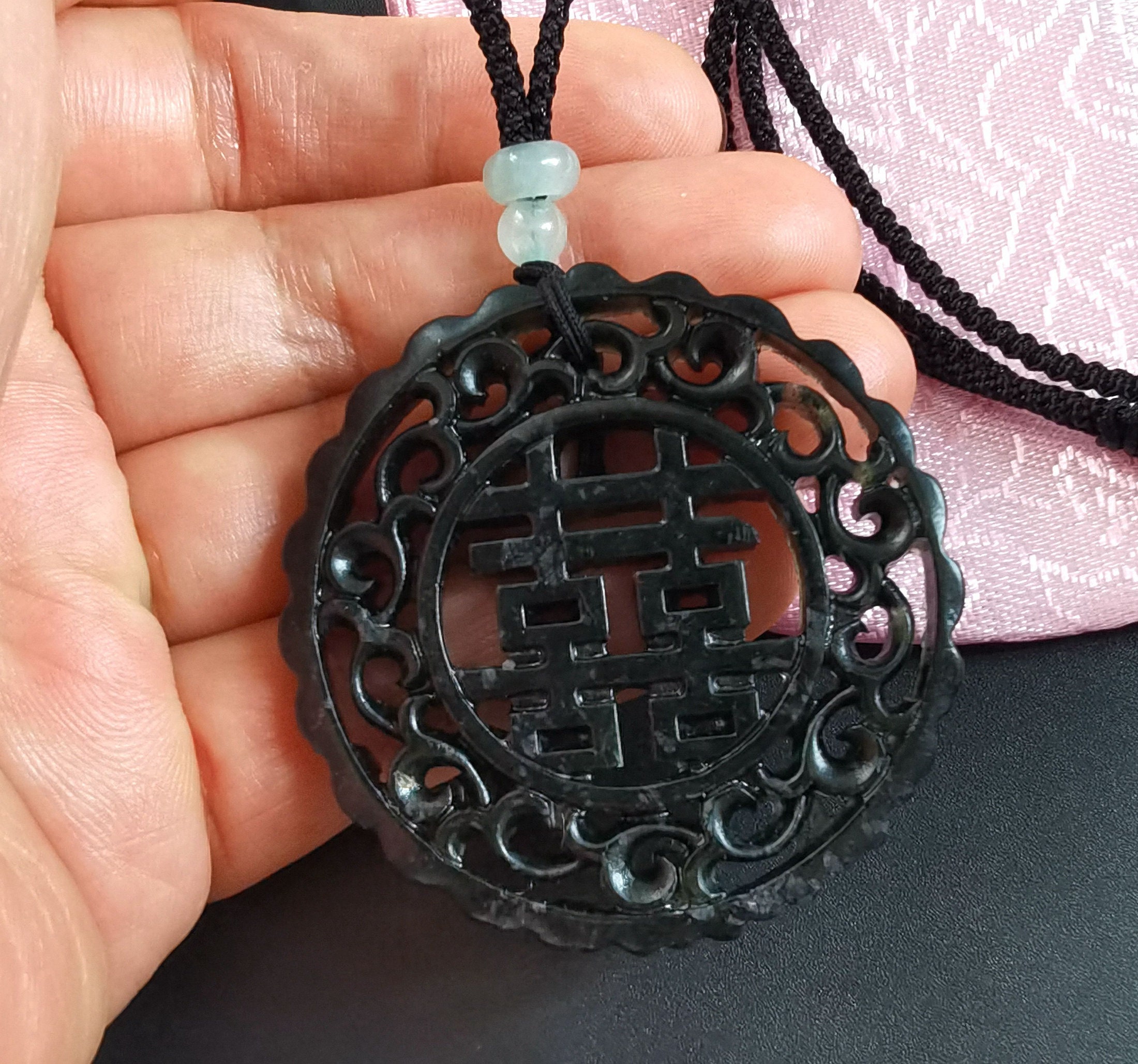 Chinese Xi Word Flower Jade Pendantrope Adjustable - Etsy UK