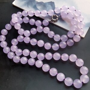 Lavender Jade Knotted Beaded Necklace, Chunky Gemstone Jewelry - Etsy