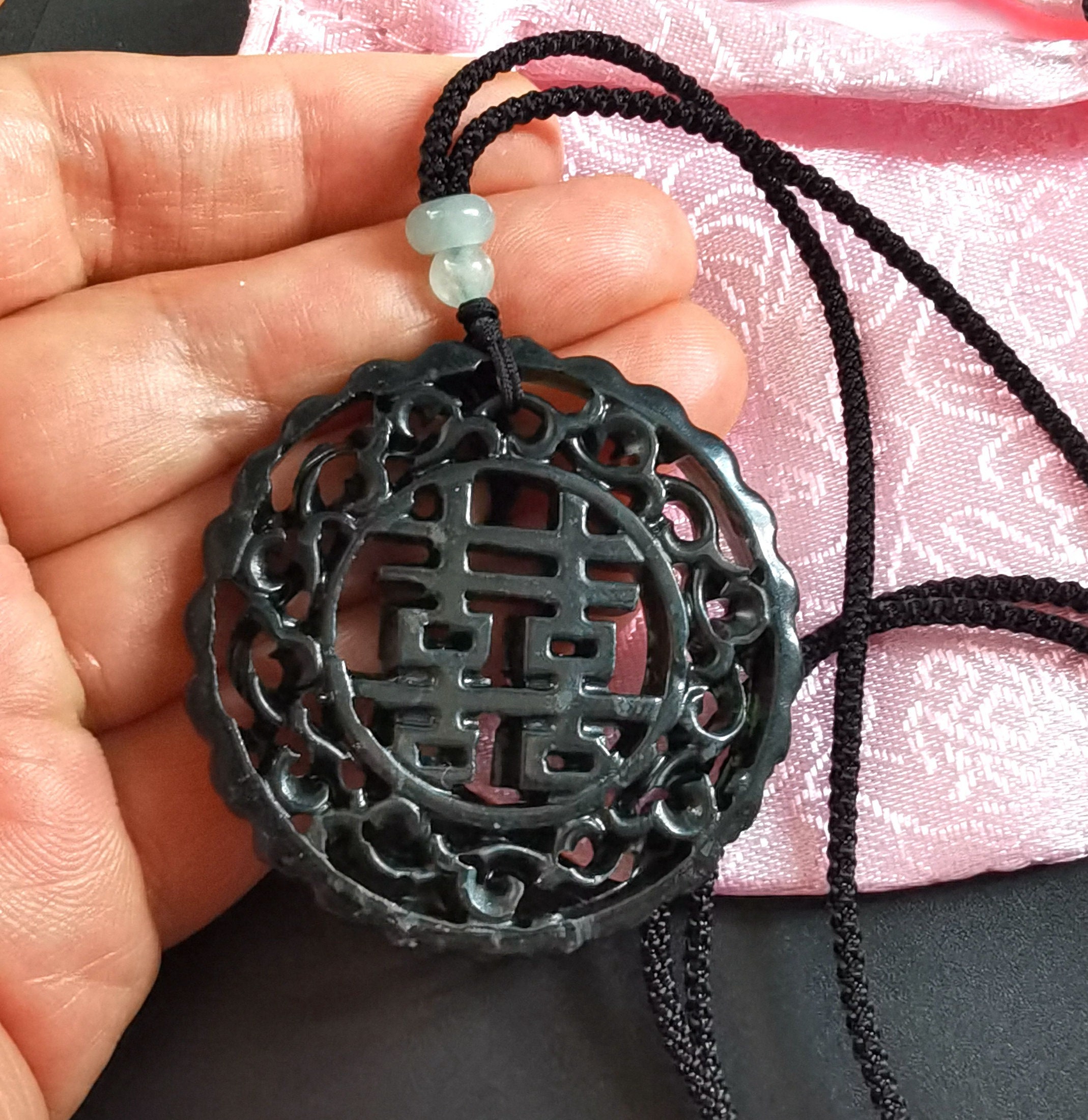 Chinese Xi Word Flower Jade Pendantrope Adjustable - Etsy UK