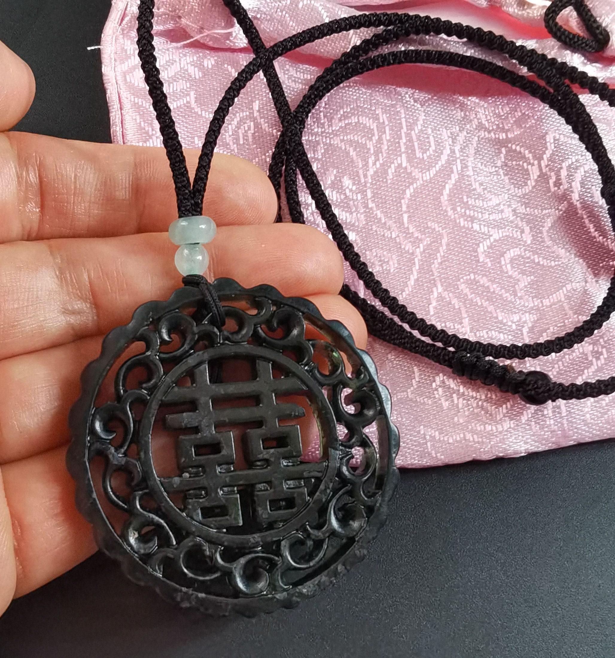 Chinese Xi Word Flower Jade Pendantrope Adjustable - Etsy UK