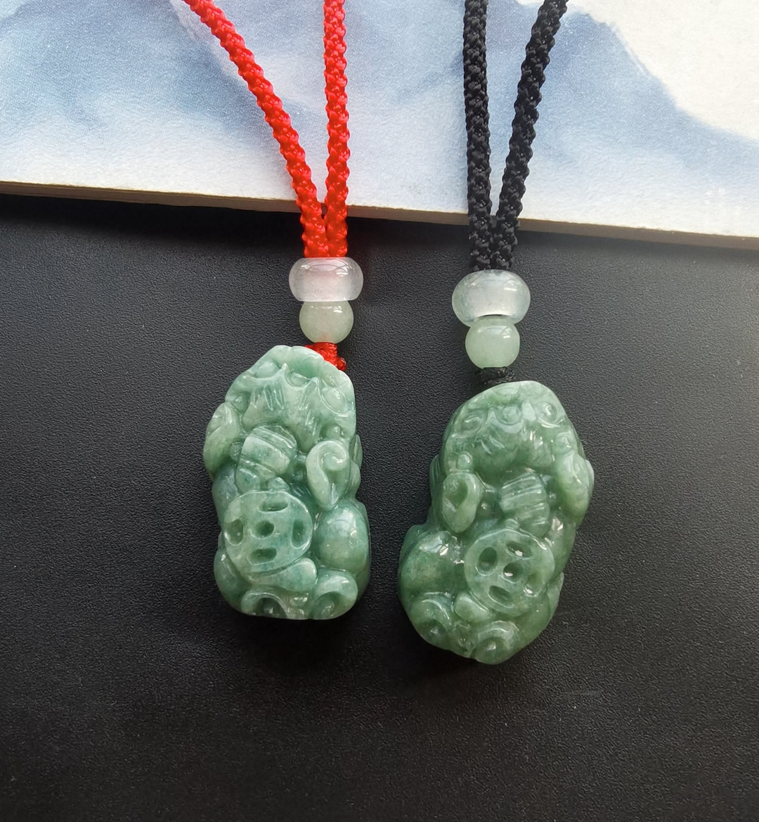 3D Pixiu Dragon Natural Green Jadeite Jade Stone Amulet Pendant,grade A ...