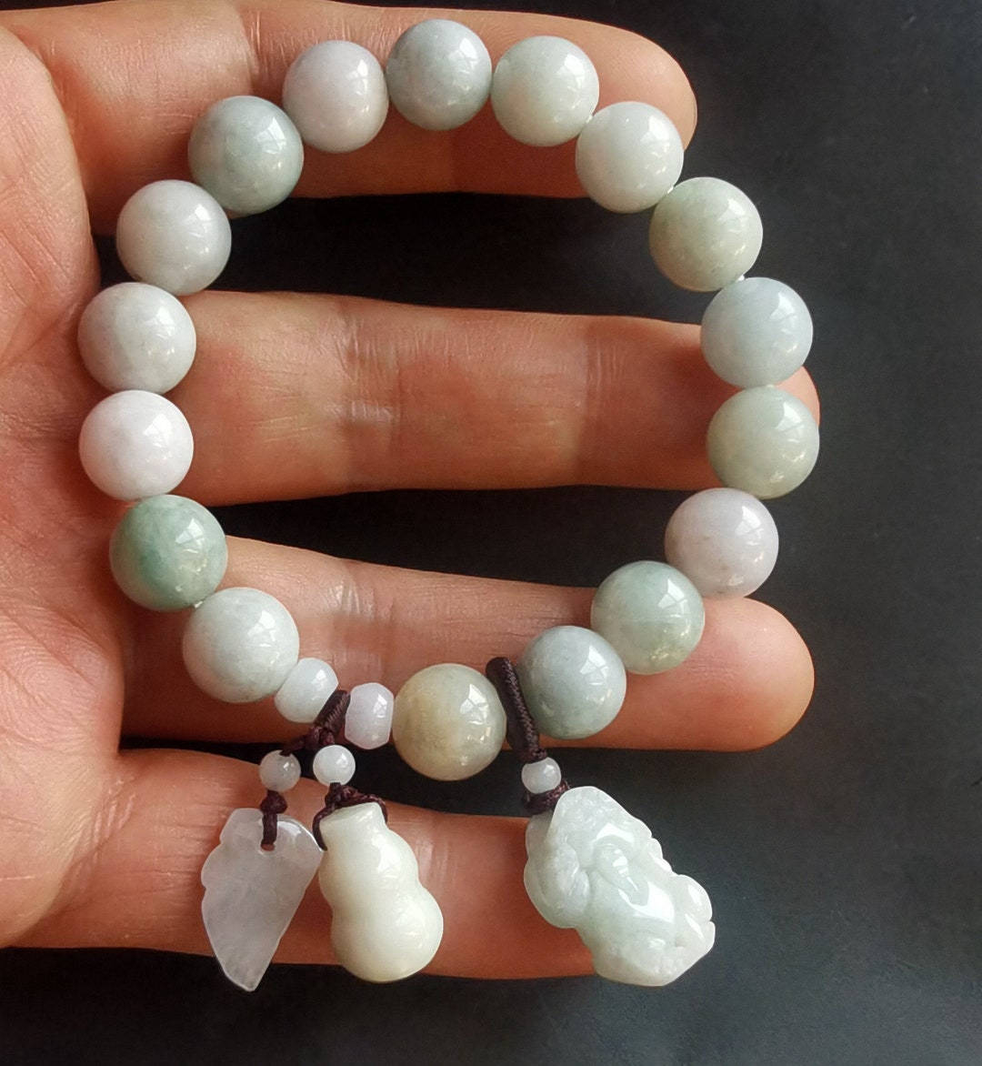 Pixiu Dragon,gourd,leaf,round Natural Jadeite Jade Stone Bracelet ...