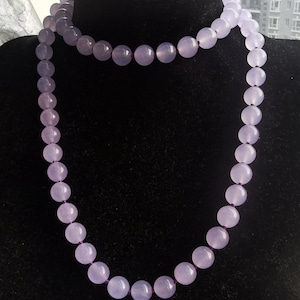 14"-60" Lavender Round Jade Chunky Stone Beaded Knotted Necklace,8mm ...