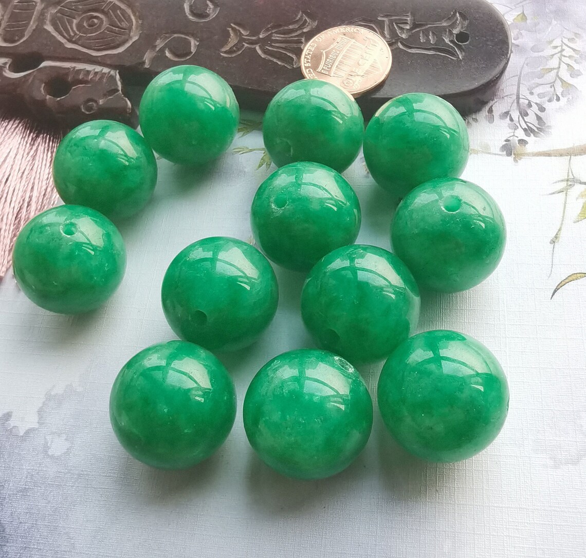 20mm Round Green Jade Beads, Jewelry Making Supply - Etsy