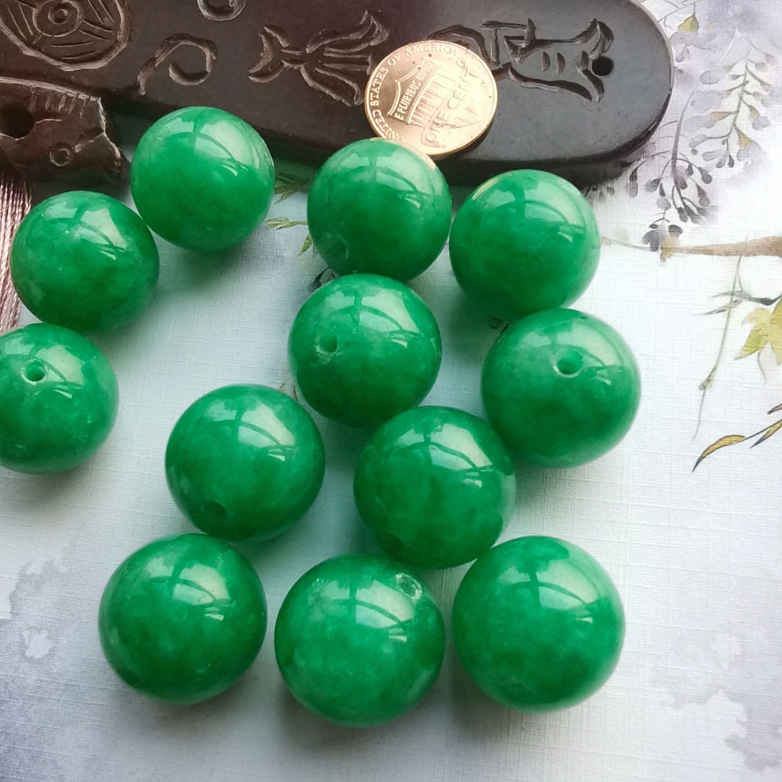 20mm Round Green Jade Beads, Jewelry Making Supply - Etsy
