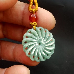 Certified,circle Wheel Natural Jadeite Jade Stone Amulet Pendant,grade ...