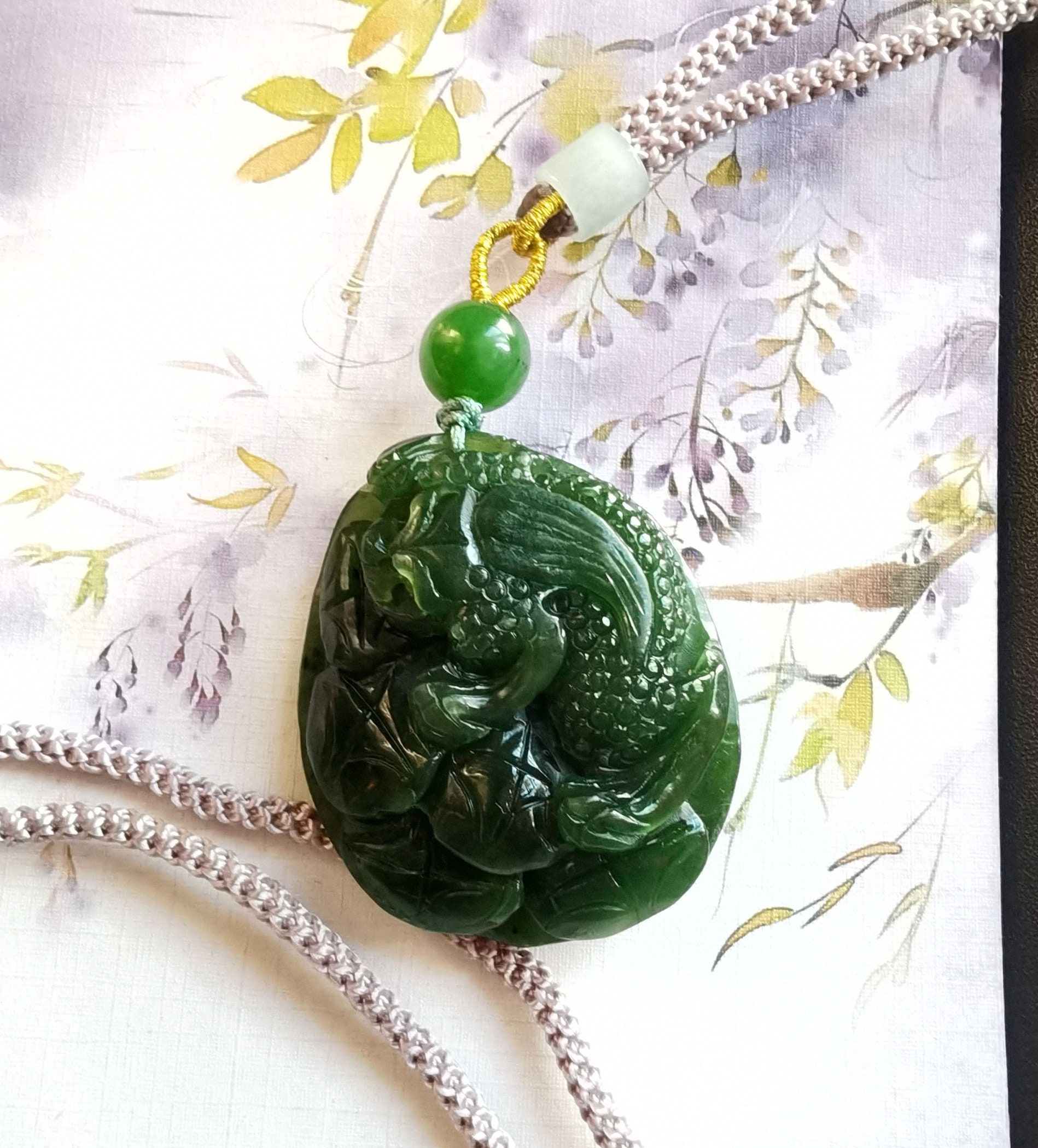 Carved Natural Green Nephrite Jade Stone Pendant - Etsy