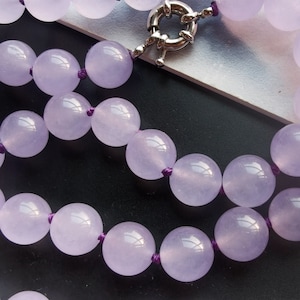 14"-60" Lavender Round Jade Chunky Stone Beaded Knotted Necklace,8mm ...