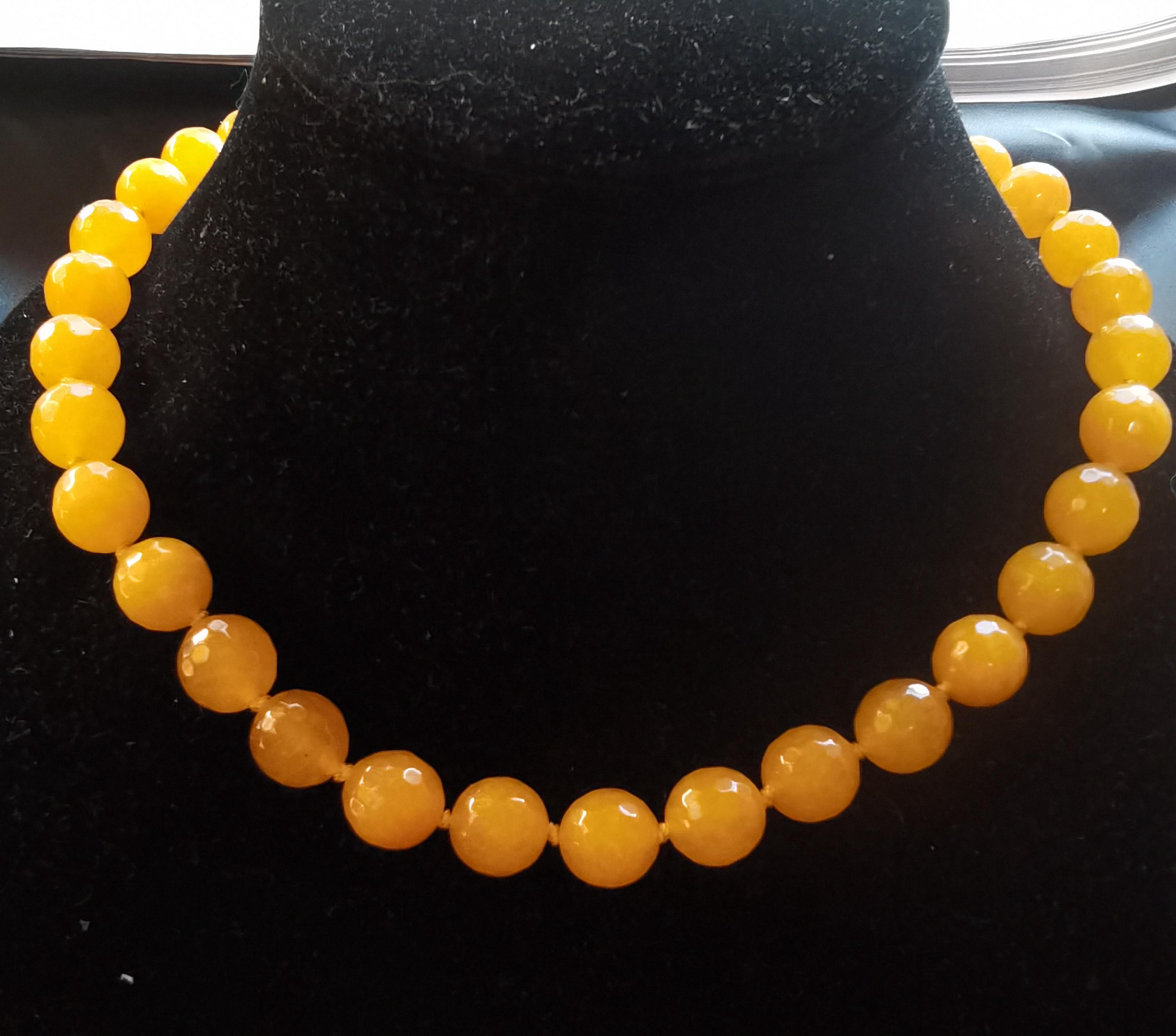 Faceted Yellow Jade Beaded Necklace: Knotted Amulet Gemstone Jewelry - Etsy