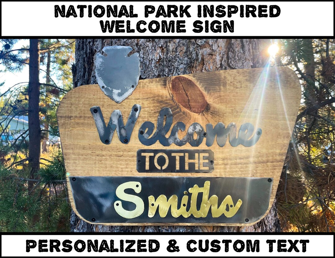 National Park Welcome Sign Personalized Custom Text Rustic - Etsy
