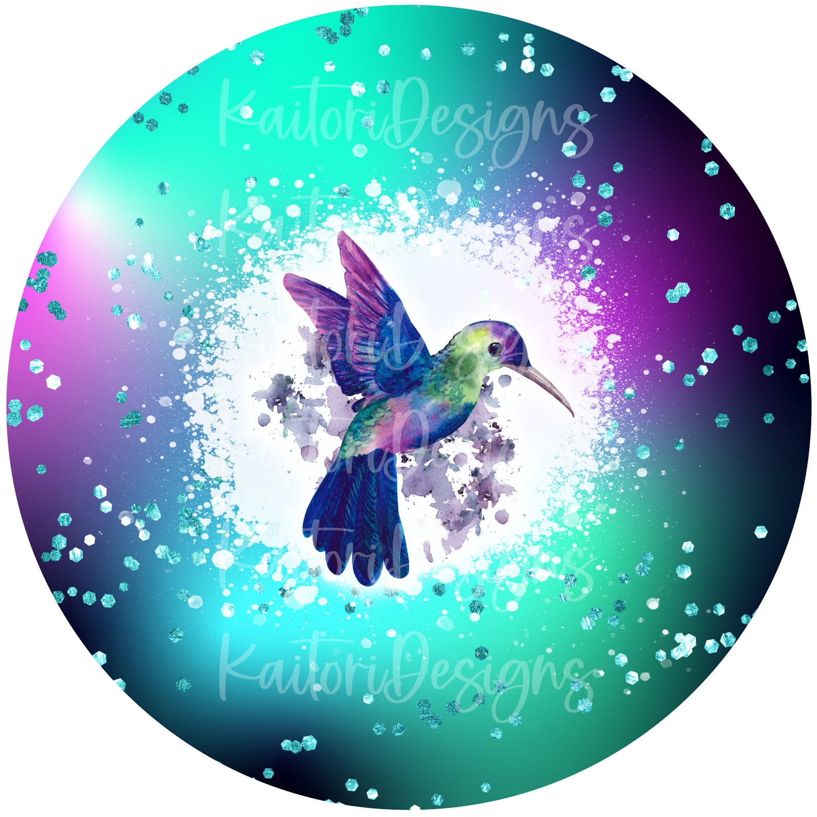 Hummingbird Teal and Purple Aurora Wind Spinner Sublimation - Etsy