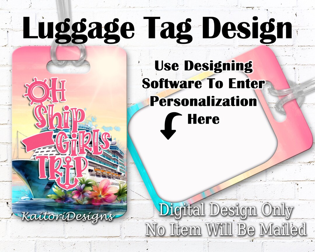 Oh Ship It's A Girl's Trip Sunset Cruise Luggage Tag Sublimation Design ...