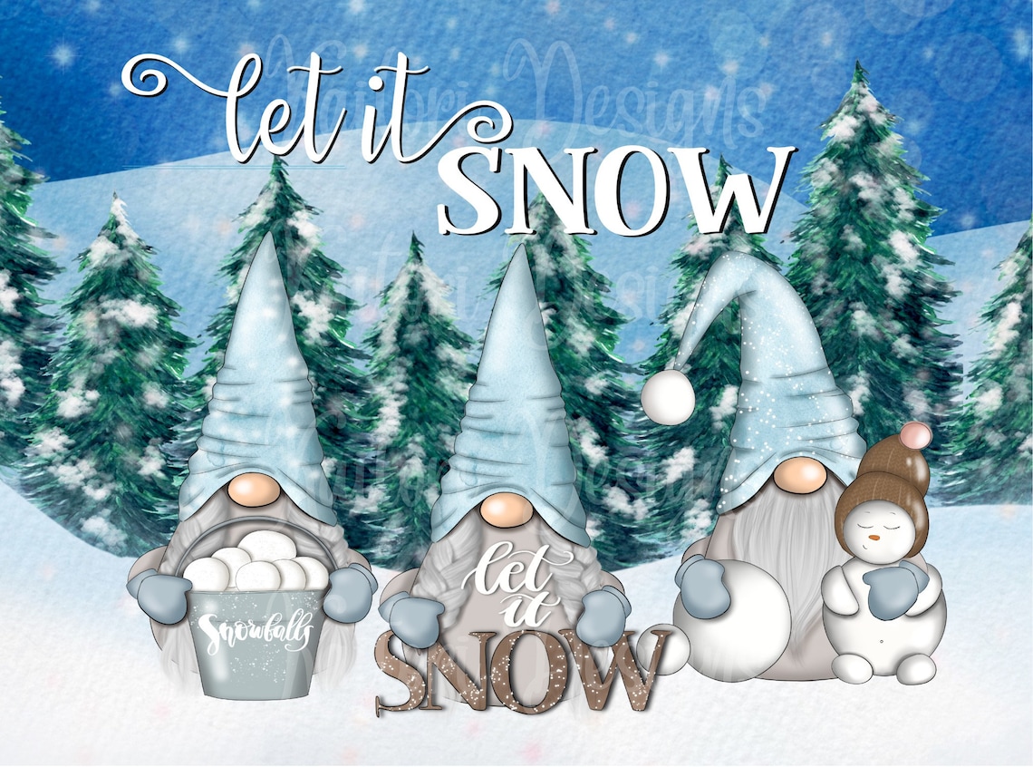 Let It Snow Winter Gnomes Cutting Board Sublimation Design - Etsy