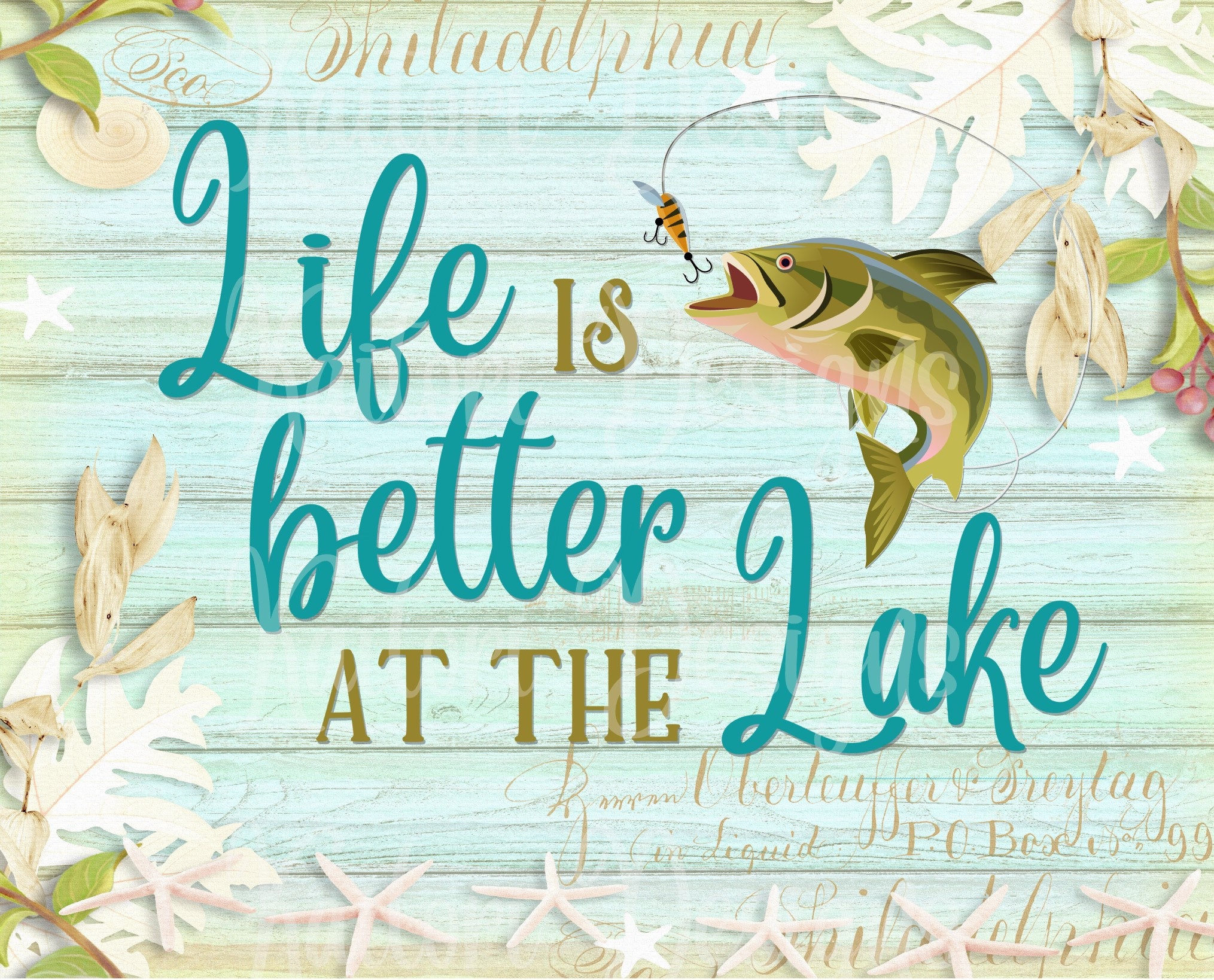 Life is Better at the Lake Fish Sign Sublimation Design | Etsy
