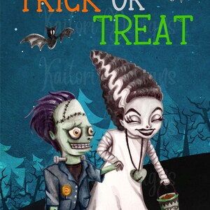 Frankenstein Trick or Treat Halloween Garden Flag Sublimation Design ...