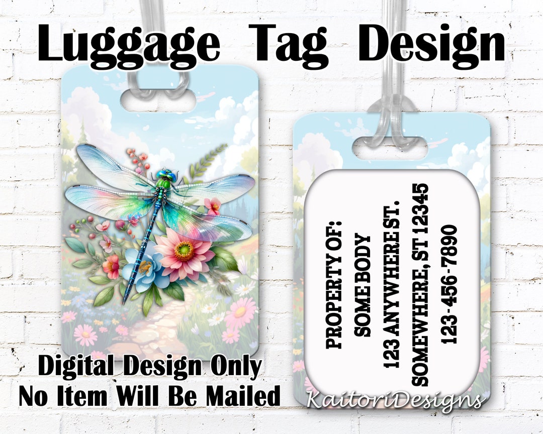 Dragonfly Luggage Tag Sublimation Design Template- Identification Tag ...