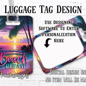 Beach Please Beach Sunset Luggage Tag Sublimation Design Template ...