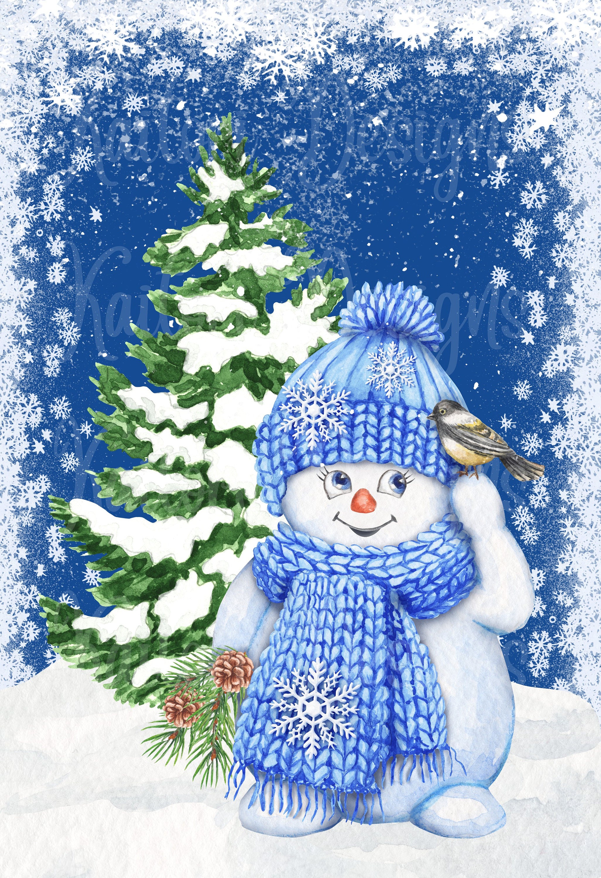 Snowman and Bird in Winter Garden Flag sold by Acceleration Evident ...