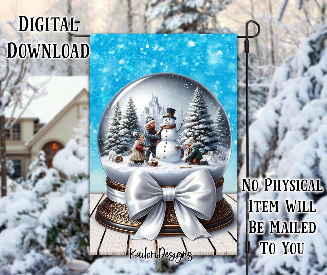 Snowman Snow Globe Christmas Garden Flag Sublimation Design Template ...