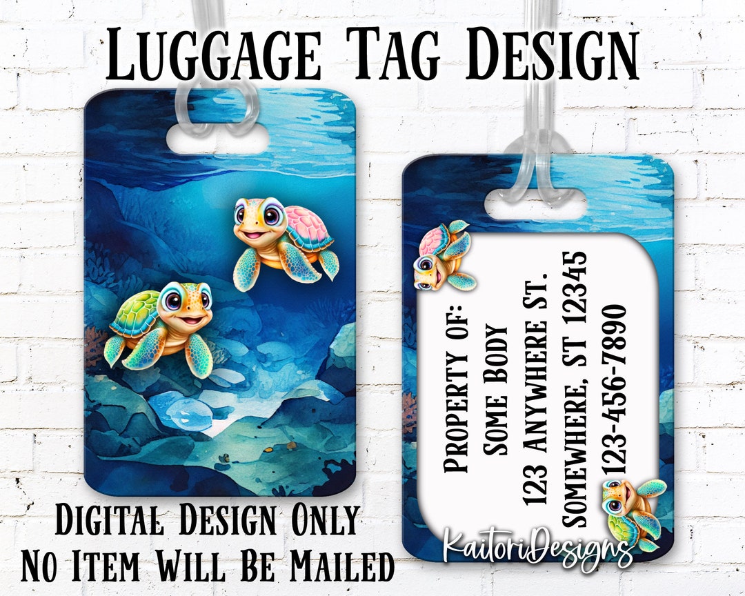 Ocean Sea Turtles Luggage Tag Sublimation Design Template-digital ...