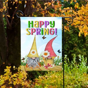Happy Spring Gnome Garden Flag Sublimation Design - Etsy