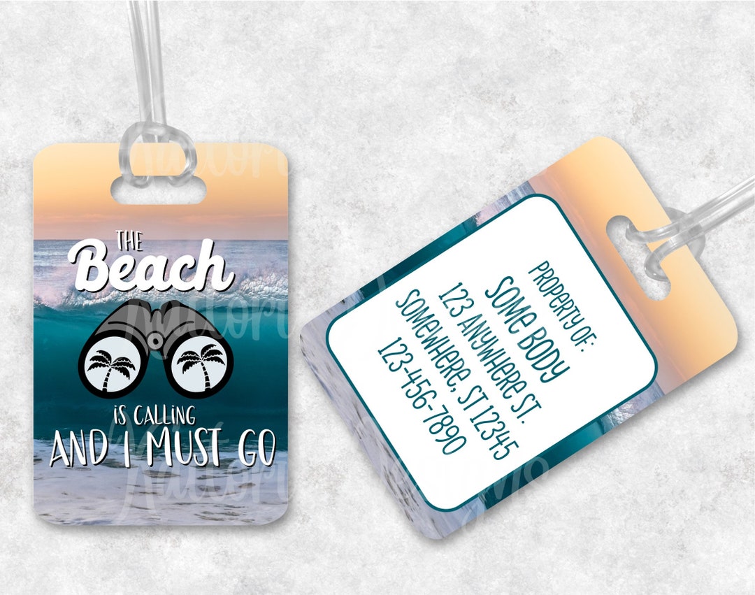 The Beach is Calling and I Must Go Luggage ID Tag Sublimation Design ...