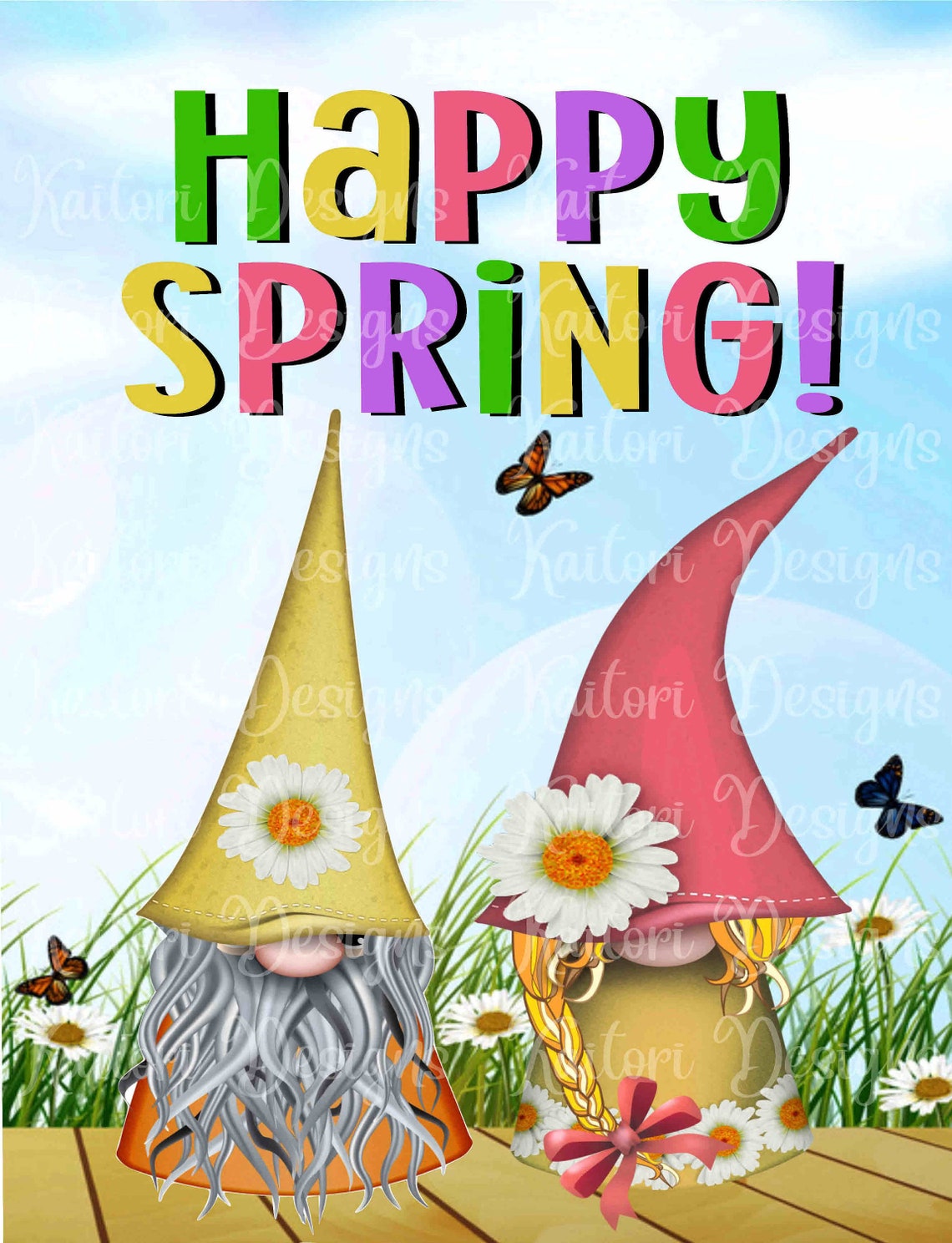 Happy Spring Gnome Garden Flag Sublimation Design - Etsy