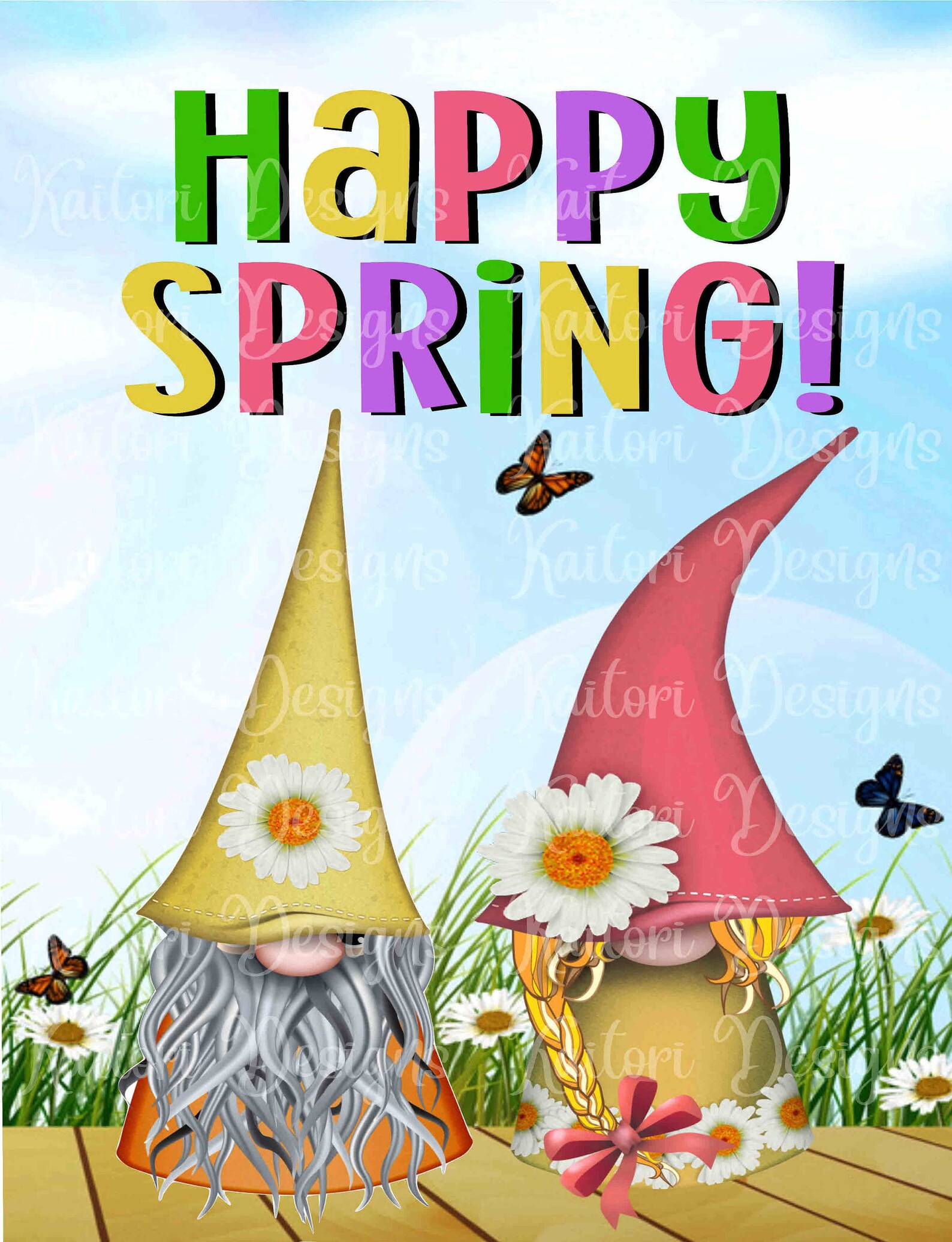 Happy Spring Gnome Garden Flag Sublimation Design - Etsy
