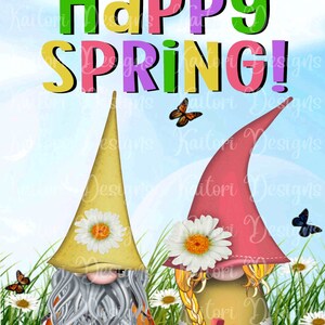 Happy Spring Gnome Garden Flag Sublimation Design - Etsy