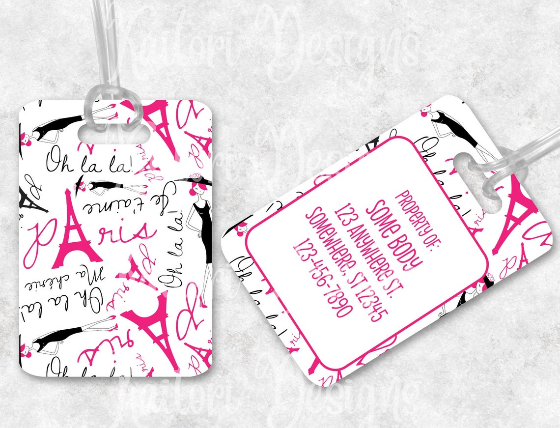 Paris Luggage ID Tag Sublimation Design Template | Etsy