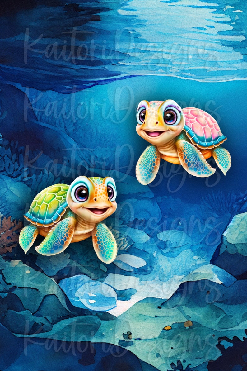 Ocean Sea Turtles Luggage Tag Sublimation Design - Etsy