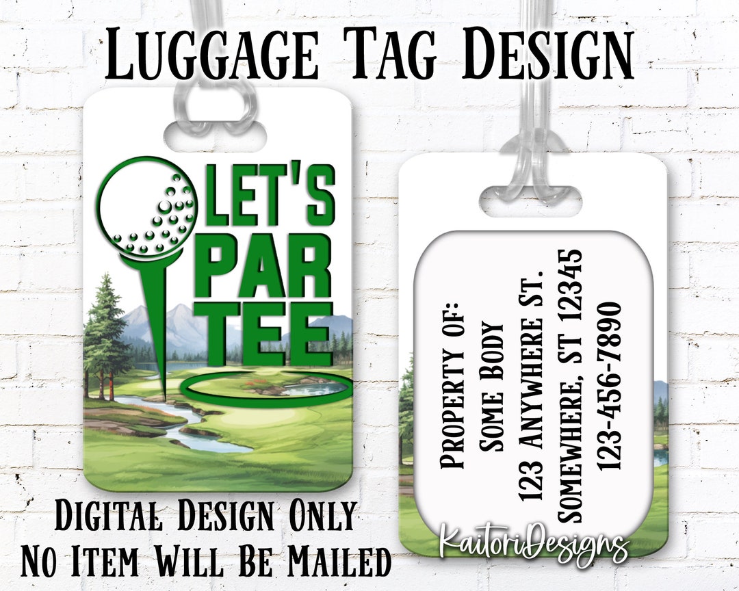 Let's Par Tee Gold Bag Identification Luggage Tag Sublimation Design ...