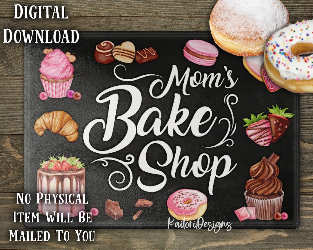 Mom's Bake Shop Chalkboard Cutting Board Sublimation Design Template ...