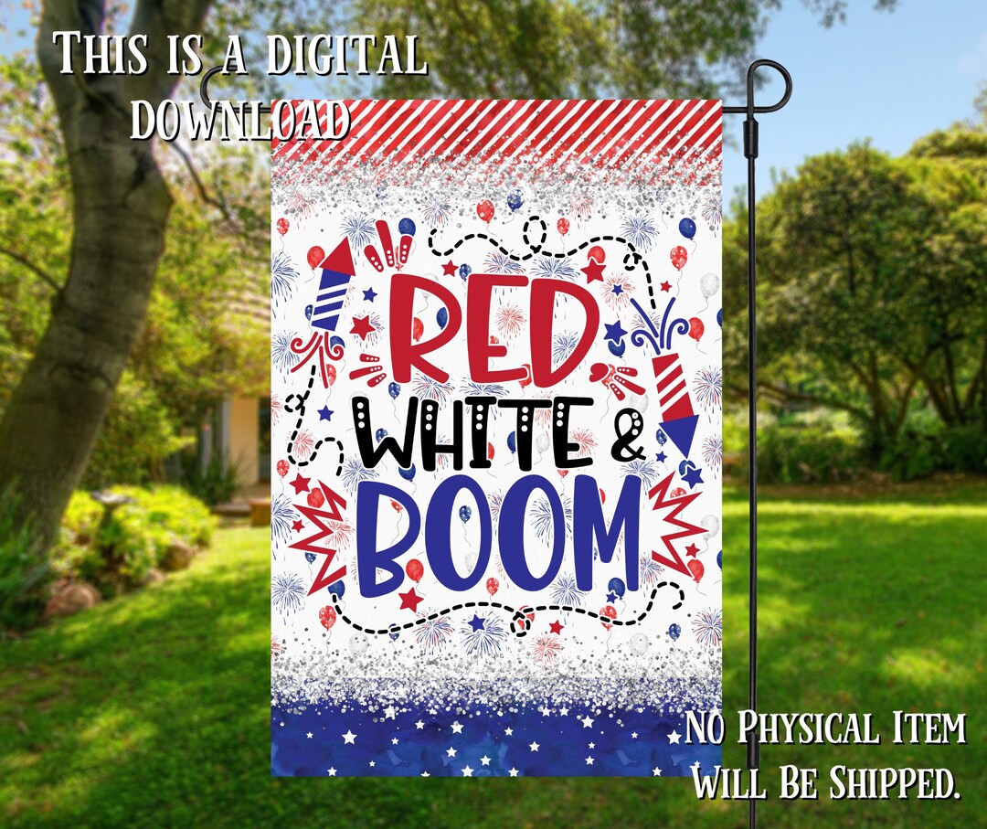 Red White and Boom Garden Flag Sublimation Design- Digital Download - Etsy