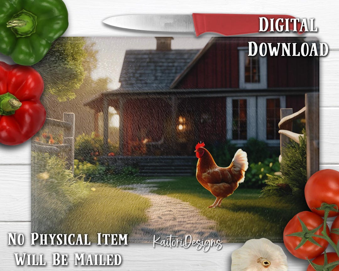 Farm House Rooster Cutting Board Sublimation Design Template- Digital ...