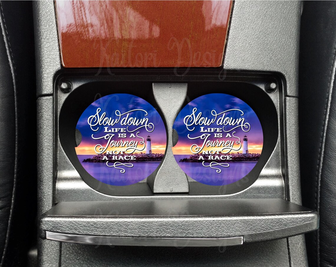 Slow Down Life is A Journey Lighthouse Car Coaster Sublimation | Etsy