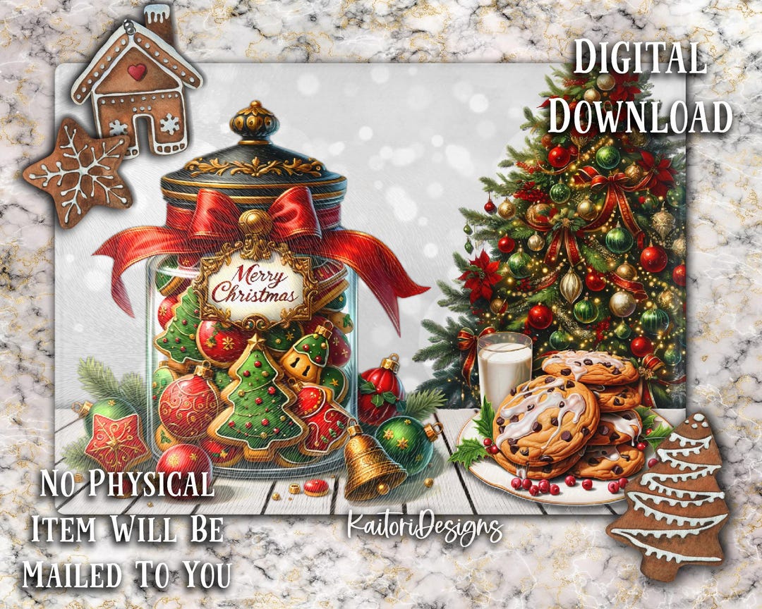 Christmas Cookie Jar Cutting Board Sublimation Design Template- Digital ...