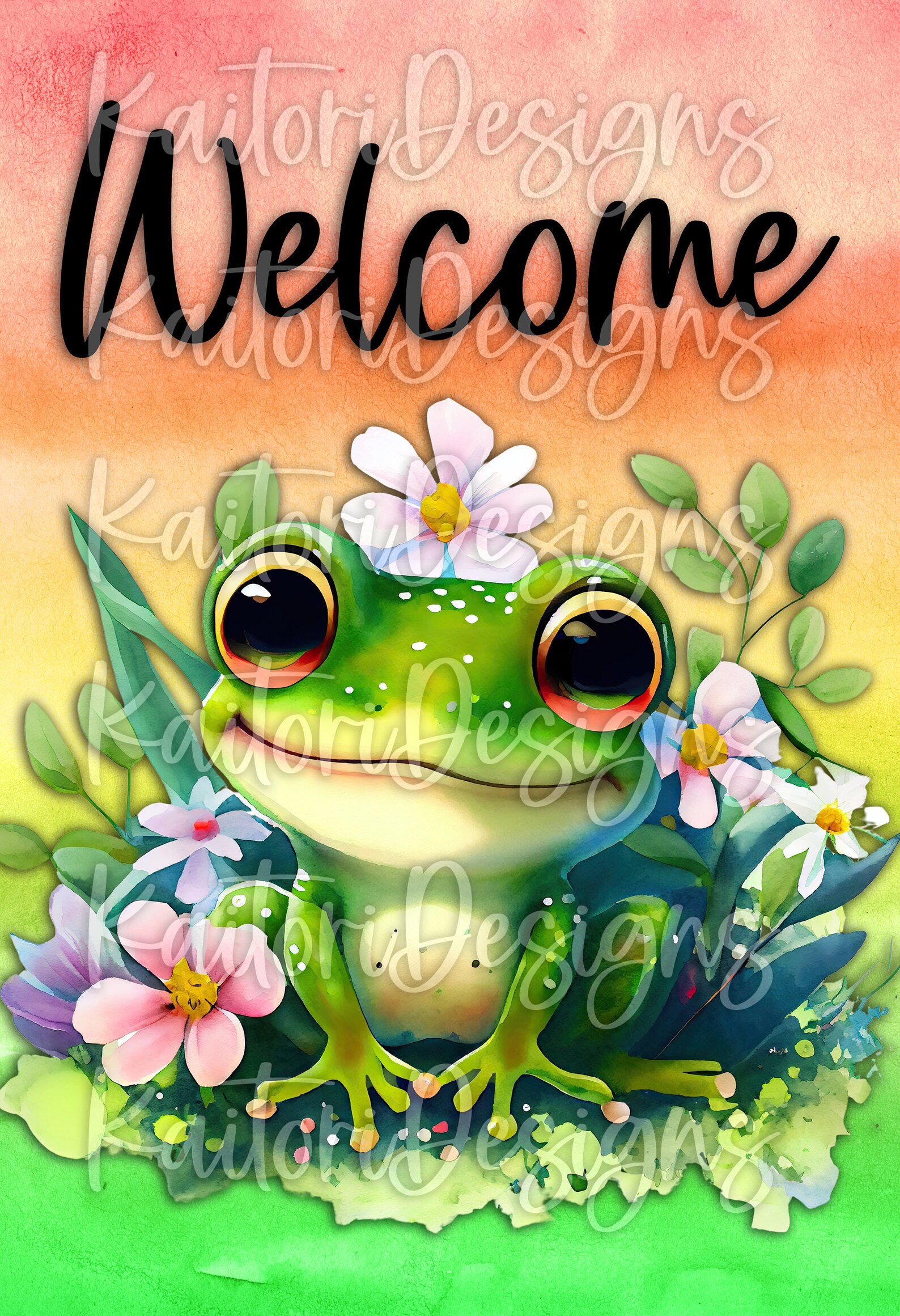 Cute Frog Welcome Garden Flag Sublimation Design-digital Download - Etsy