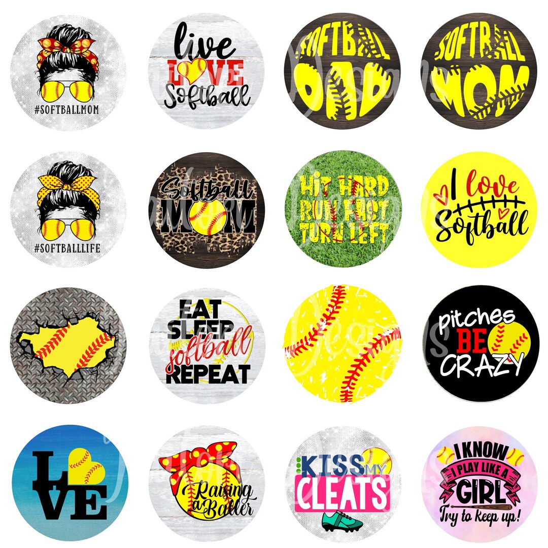 Softball Pop-up Phone Socket Grip Sublimation Templates-set of 16 ...