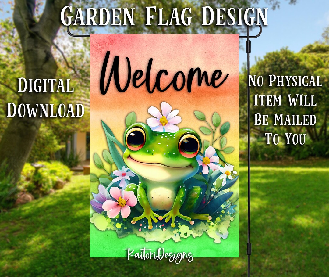 Cute Frog Welcome Garden Flag Sublimation Design-digital Download - Etsy