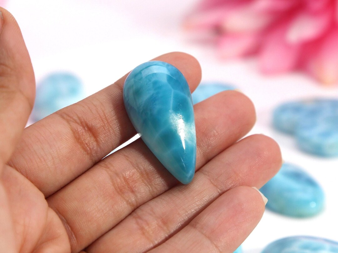 Deep Blue Larimar Teardrop Stone, Top-grade AAA Deep Blue Larimar ...