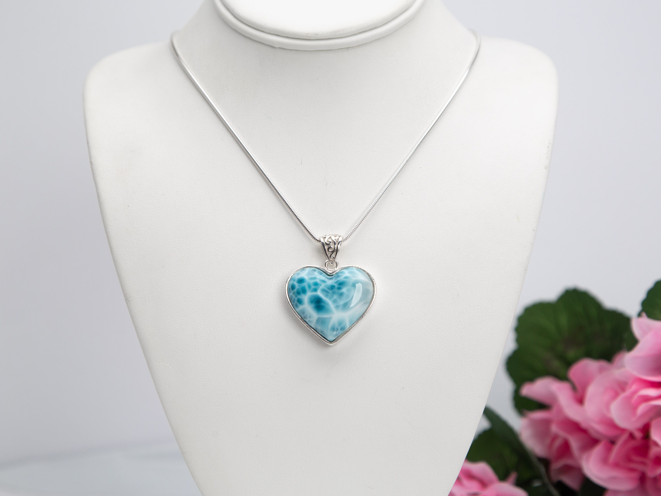 Larimar Pendant Necklace, Larimar Heart, Heart Pendant Necklace ...
