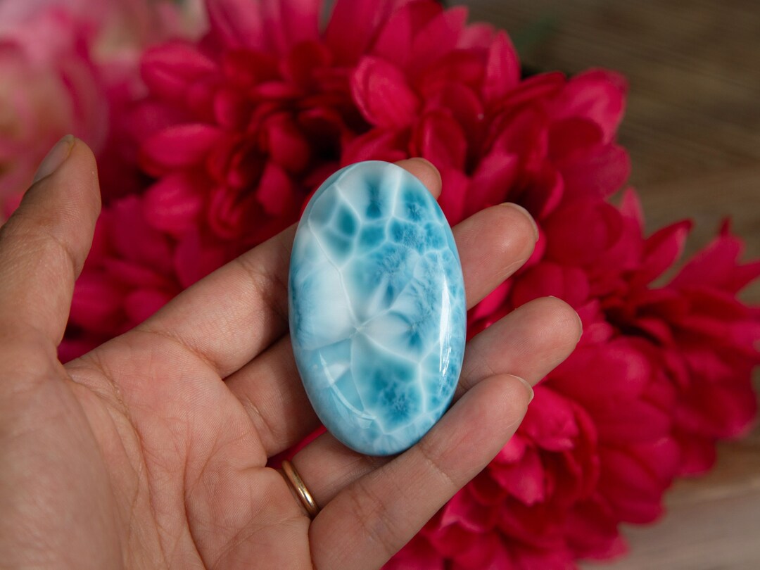 Larimar Palm Stone, AAA Larimar, Larimar Stone, Dominican Larimar, Larimar Specimen, Premium ...