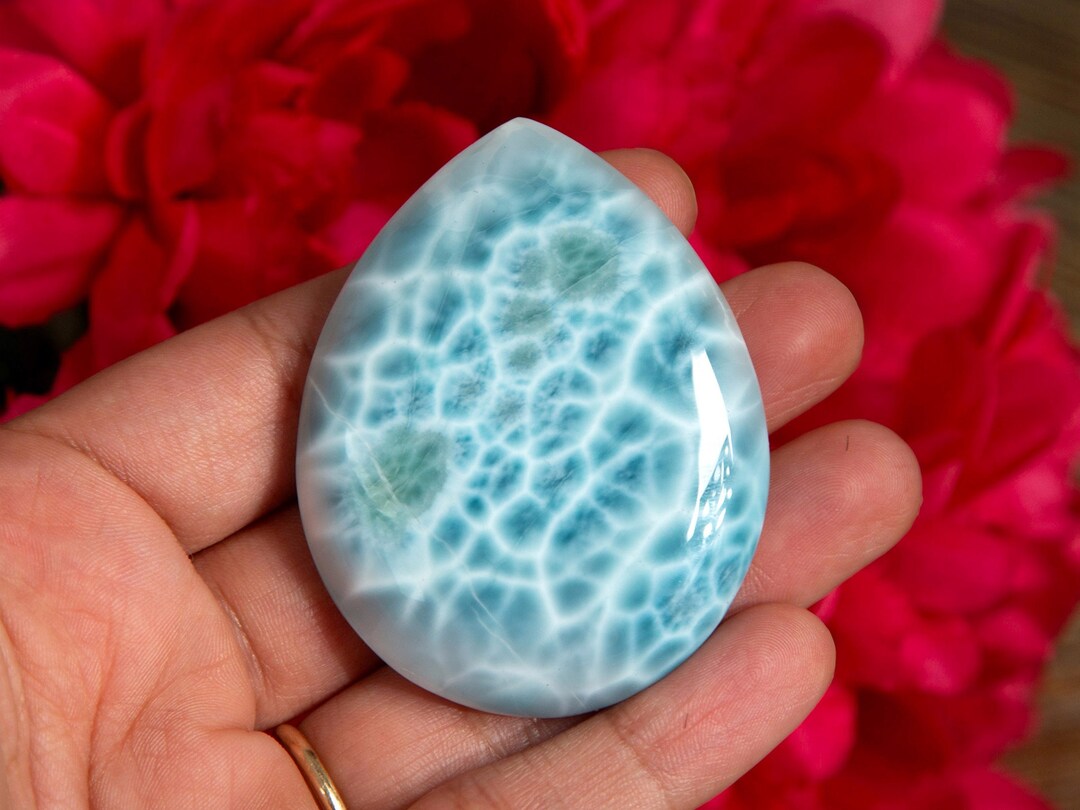Deep Blue Larimar Cabochon, AAAA Larimar Palm Stone, A Dominican ...